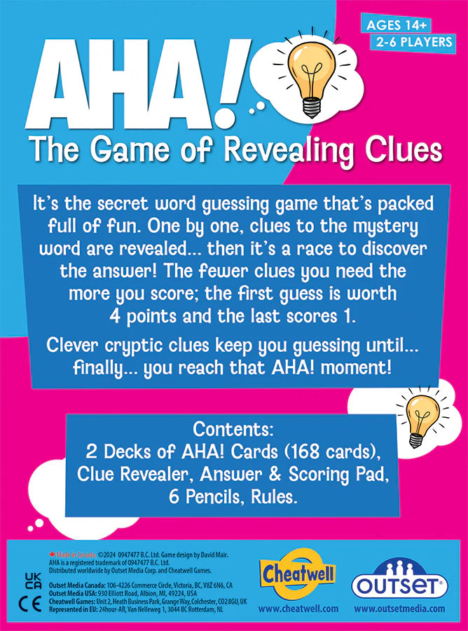 AHA! deduction party word guessing card game from Outset Media – Red ...